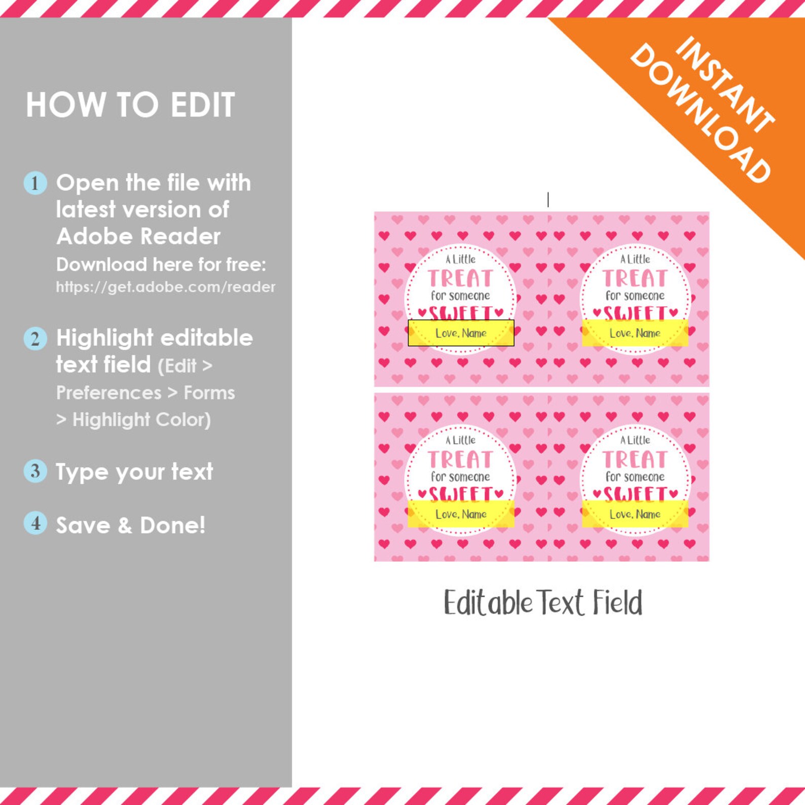 Sweetheart Favor Tag Printable | Kids Classroom Valentines Sweet Treat ...