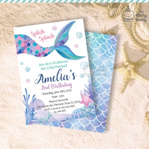 Editable Mermaid Birthday Invitation | Girls Under the Sea Summer Pool ...