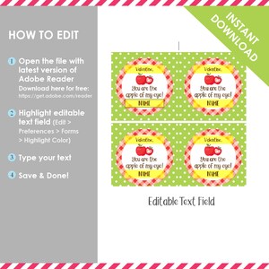 Apple of My Eye Favor Tag Printable | Kids Classroom Valentine Treat ...