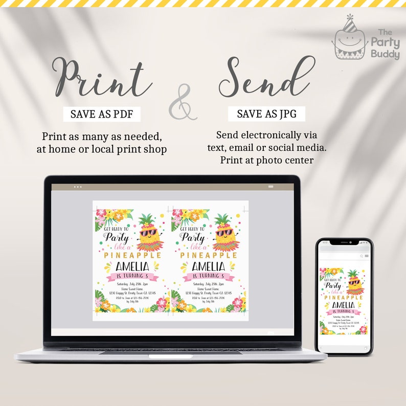 Editable Pineapple Party Invitation Girls Birthday - Etsy