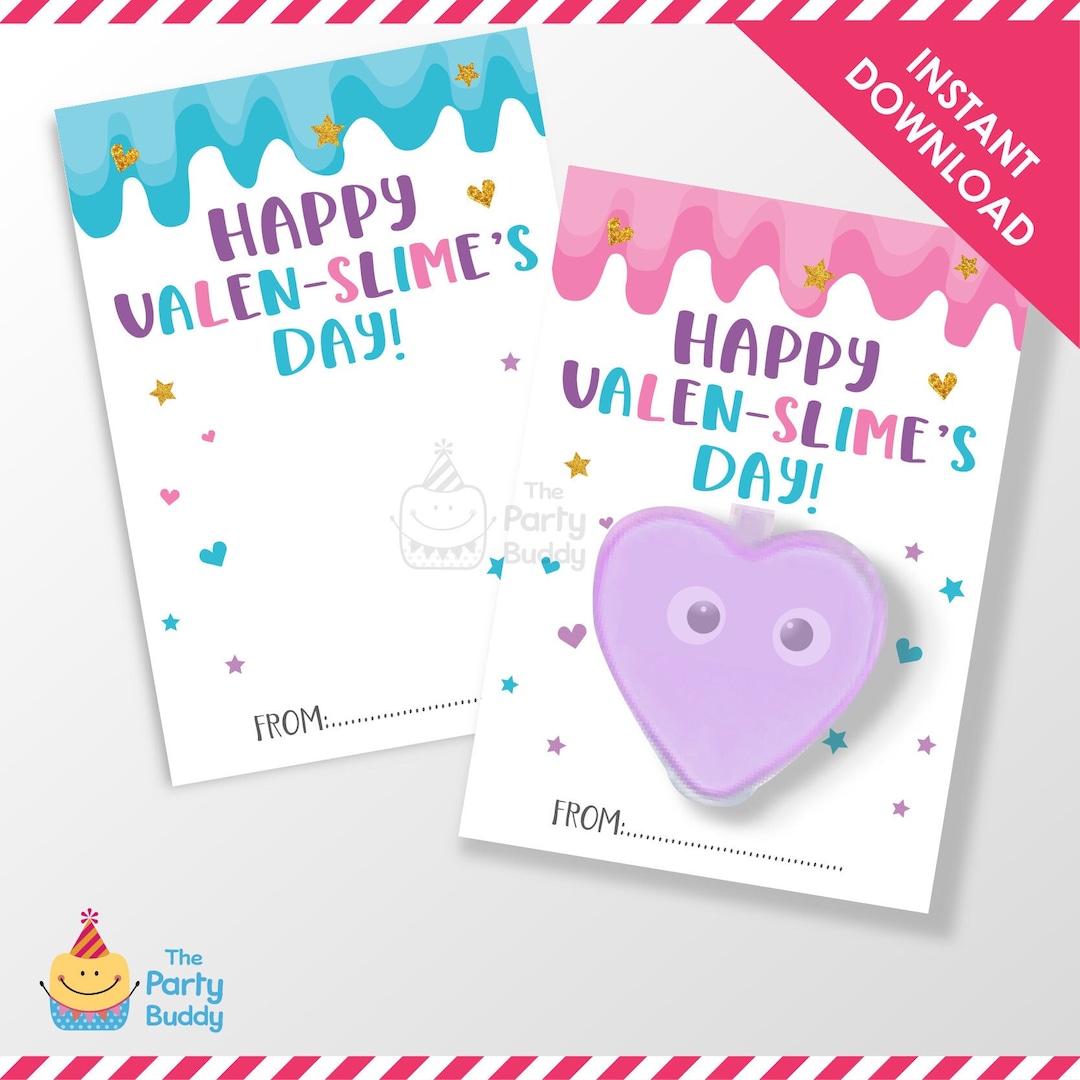 Happy Valenslime Day Favor Card PRINTABLE | Kids Slime Classroom ...