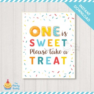 One is Sweet Take a Treat 8x10 Party Sign | Boys 1st Birthday | Donut ...