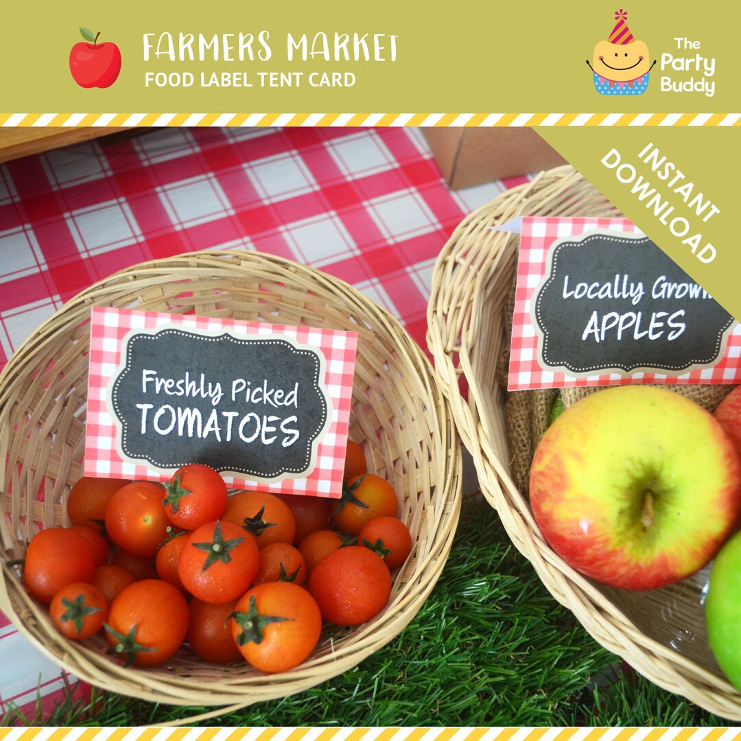 Farmers Market Food Tent Card EDITABLE Text | Farm Party Buffet Label ...