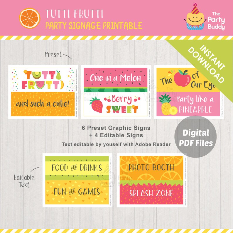 Tutti Frutti Birthday Signage Decoration Fruit Fruity Party | Etsy