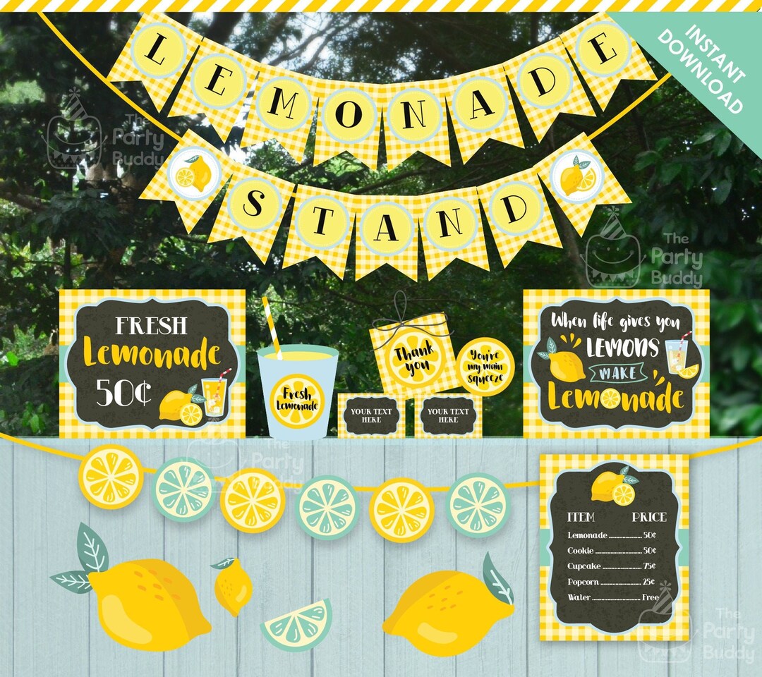 Lemonade Stand Printable Kit | Sunshine Party Decor | INSTANT Download ...