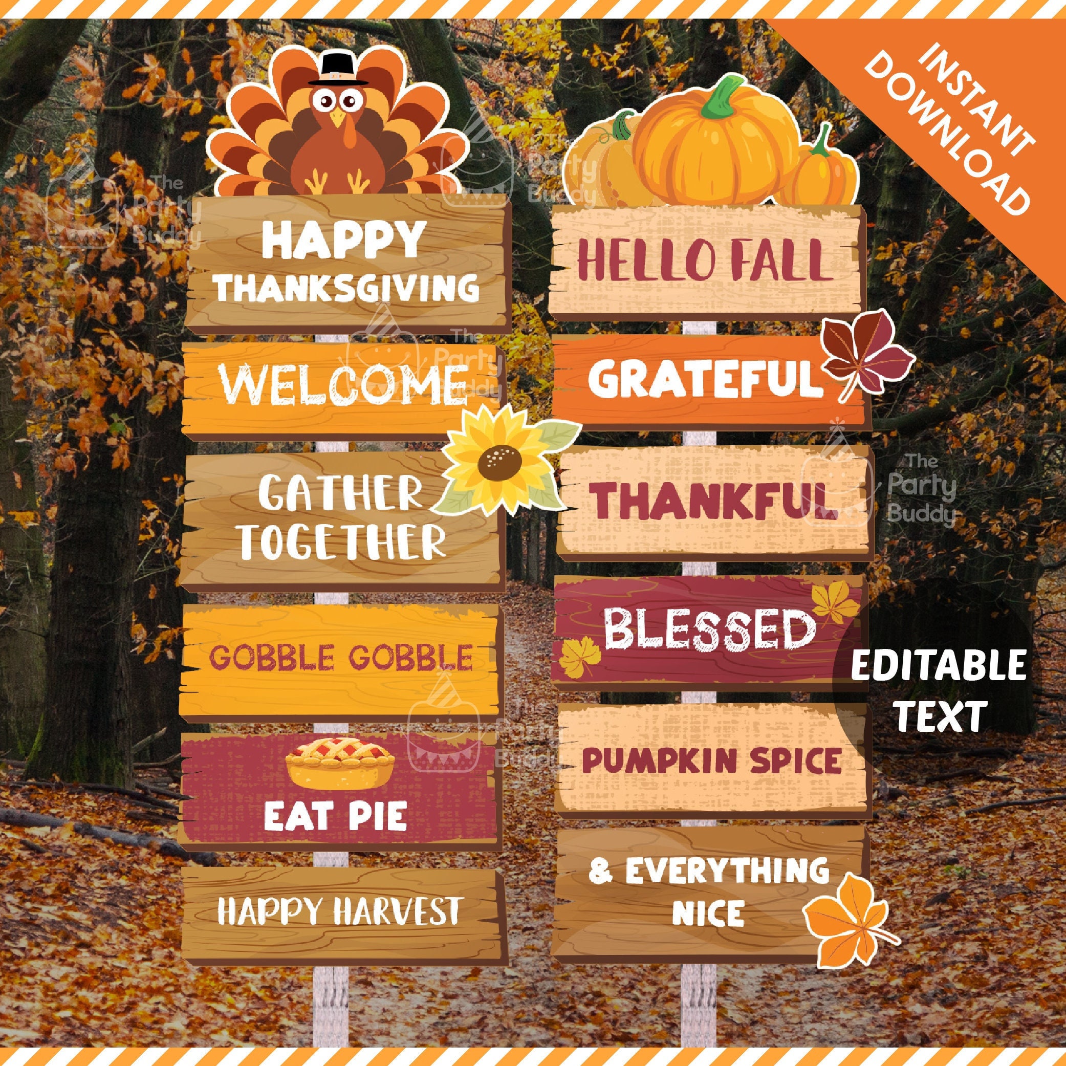 Thanksgiving Party Sign Decoration | Give Thanks Fall Pumpkin Welcome ...