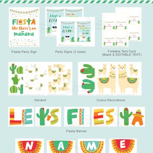 Llama Cactus Fiesta Party Decoration | Mix Match A La Carte Digital PDF ...