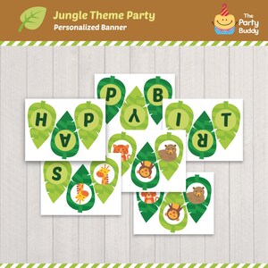 Personalized Jungle Animal Party Banner | DIY Digital Printable PDF ...