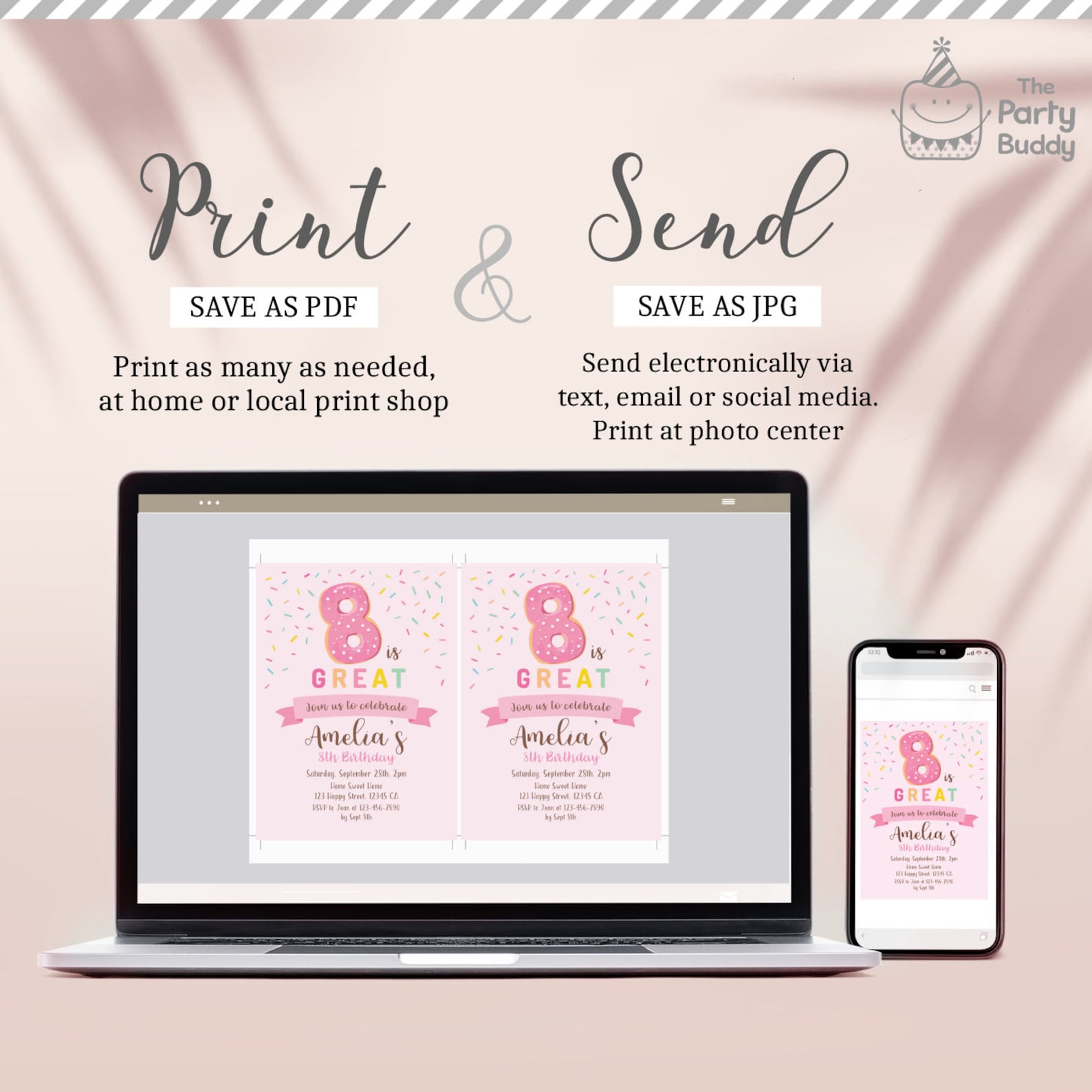 Editable 8 is Great Invitation Girls 8th Birthday Party - Etsy