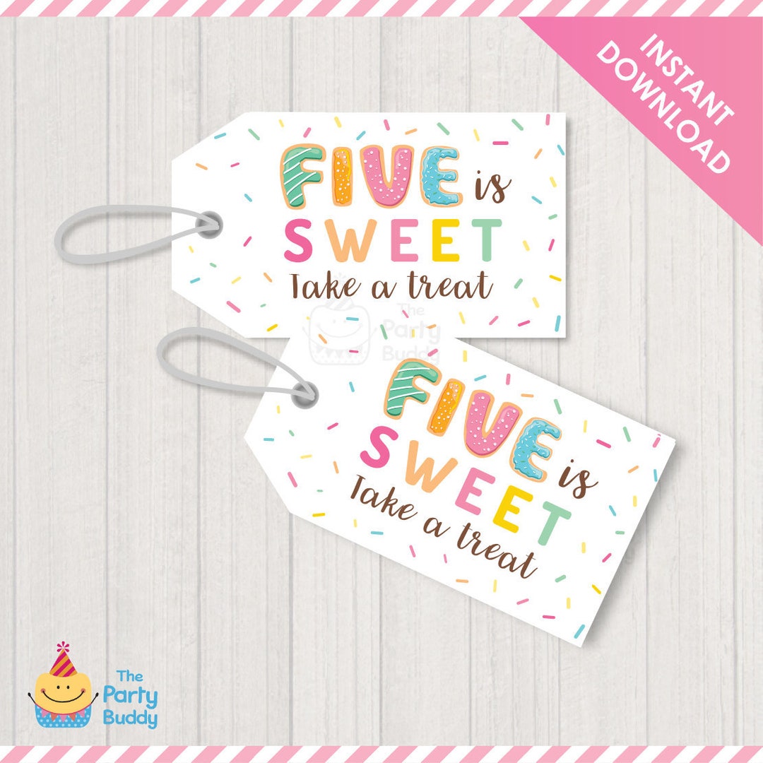 FIVE is Sweet Party Favor Tag Printable | Girls 5TH Birthday Party ...