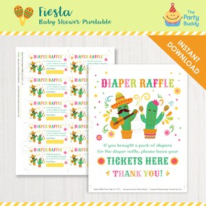 Fiesta Diaper Raffle Ticket Card Poster Sign | Cactus Mexican Fiesta ...