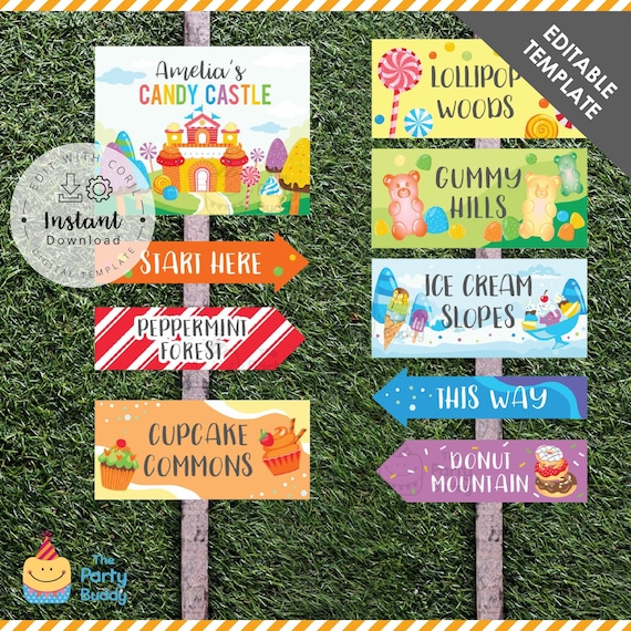 Letrero Imprimible De Candyland Lollipop Woods Mesa De Dulces De