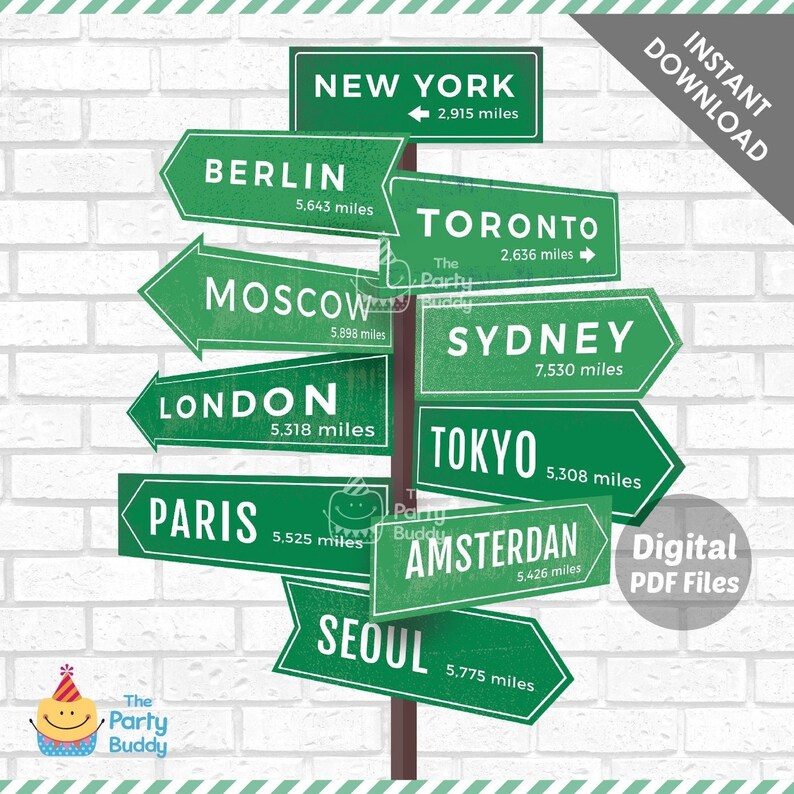 International City Signs Decoration | Travel Party Destination ...