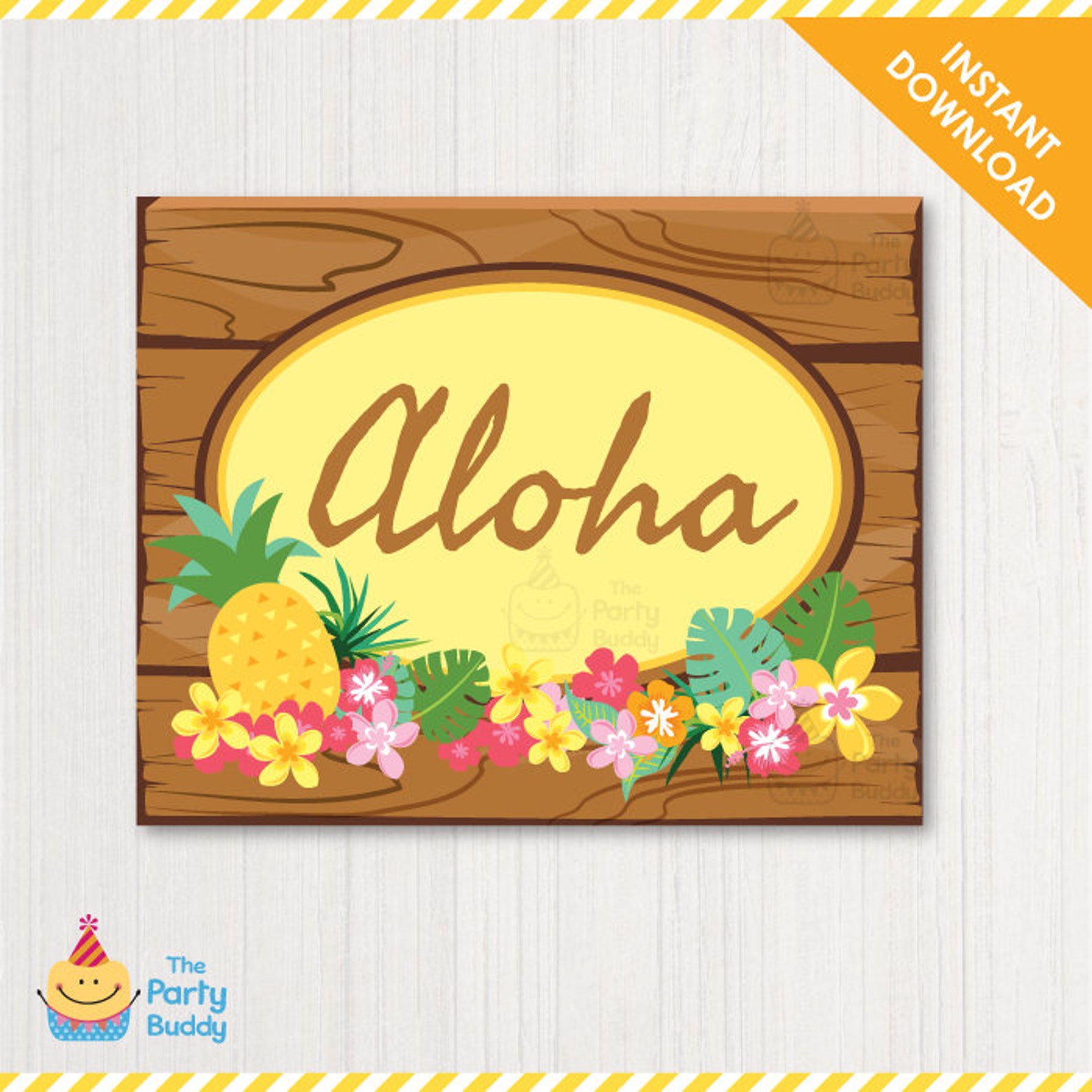 Aloha Hawaiian Luau Party Sign 10x8 Poster Signage Digital Printable ...