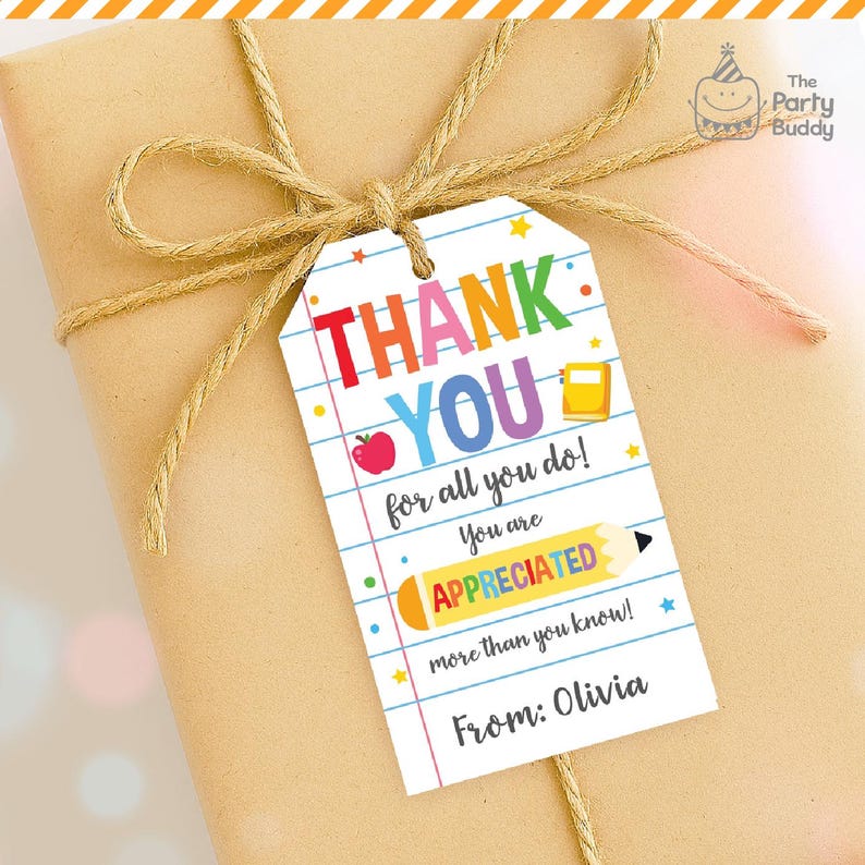 Teacher Appreciation Thank You Tag | End of School Year Teacher Gift ...