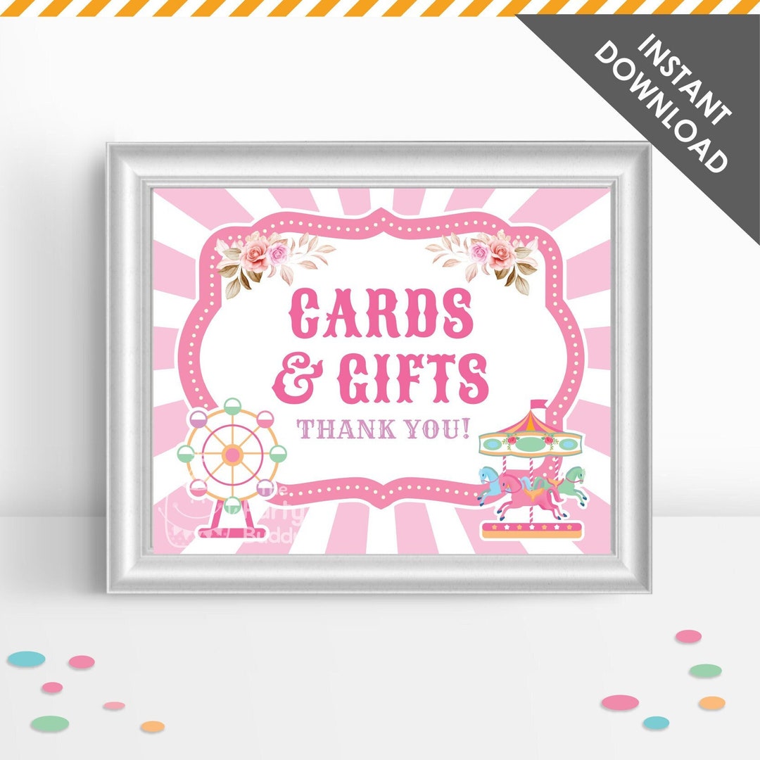 Pink Carnival Cards and Gifts Sign | Gift Table Poster 8x10 | County ...