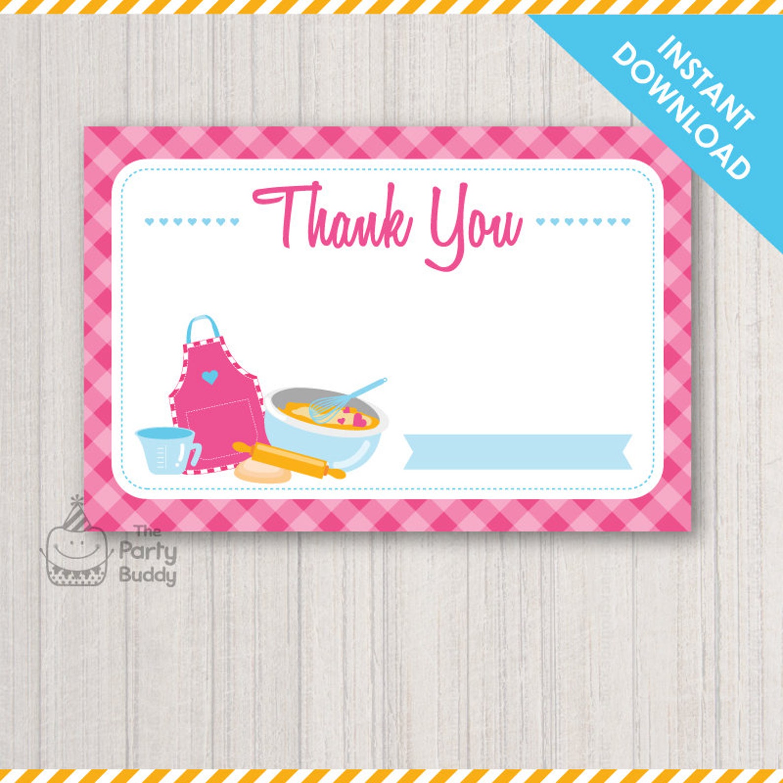 Cooking Party Thank You Card | Girls Little Chef Birthday Party Pink ...