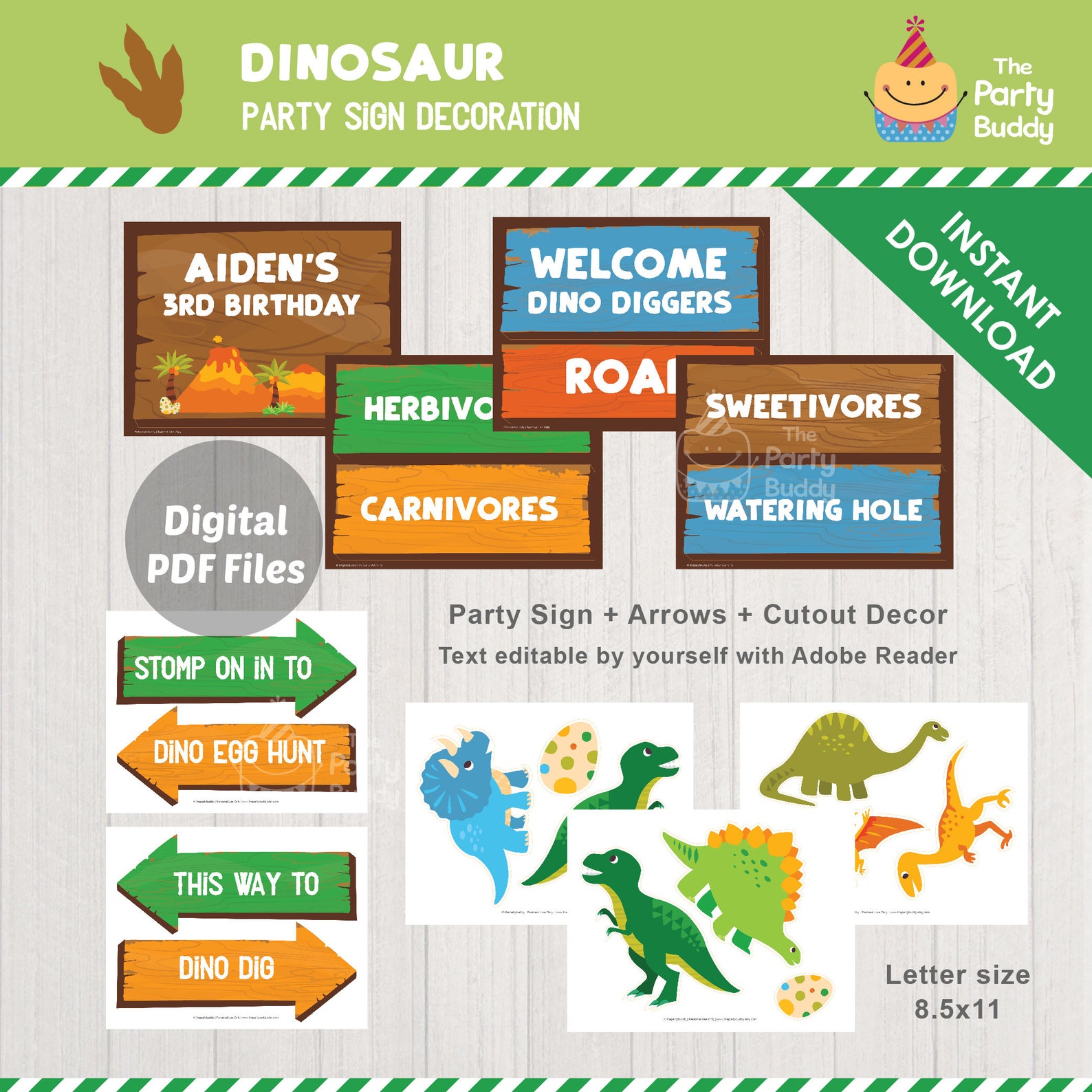 Dinosaur Party Signs Birthday Decoration Dinomite Roar Welcome Signage ...