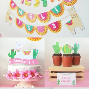 Llama Fiesta Party Pack | Girls Llama Cactus Alpaca Birthday Decoration ...