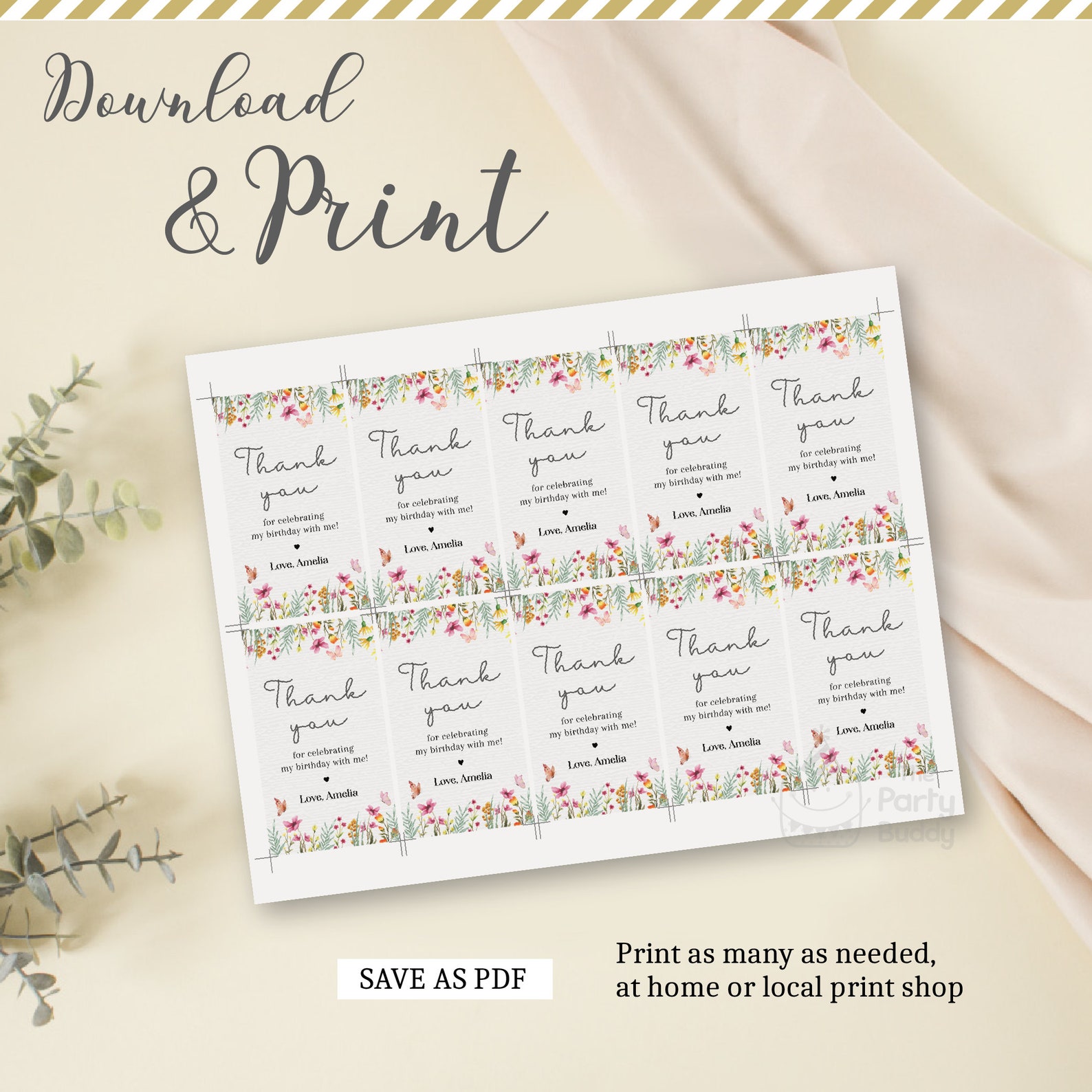 Wild Flower Favor Tag Editable Printable | Wildflower Floral Boho Girl ...