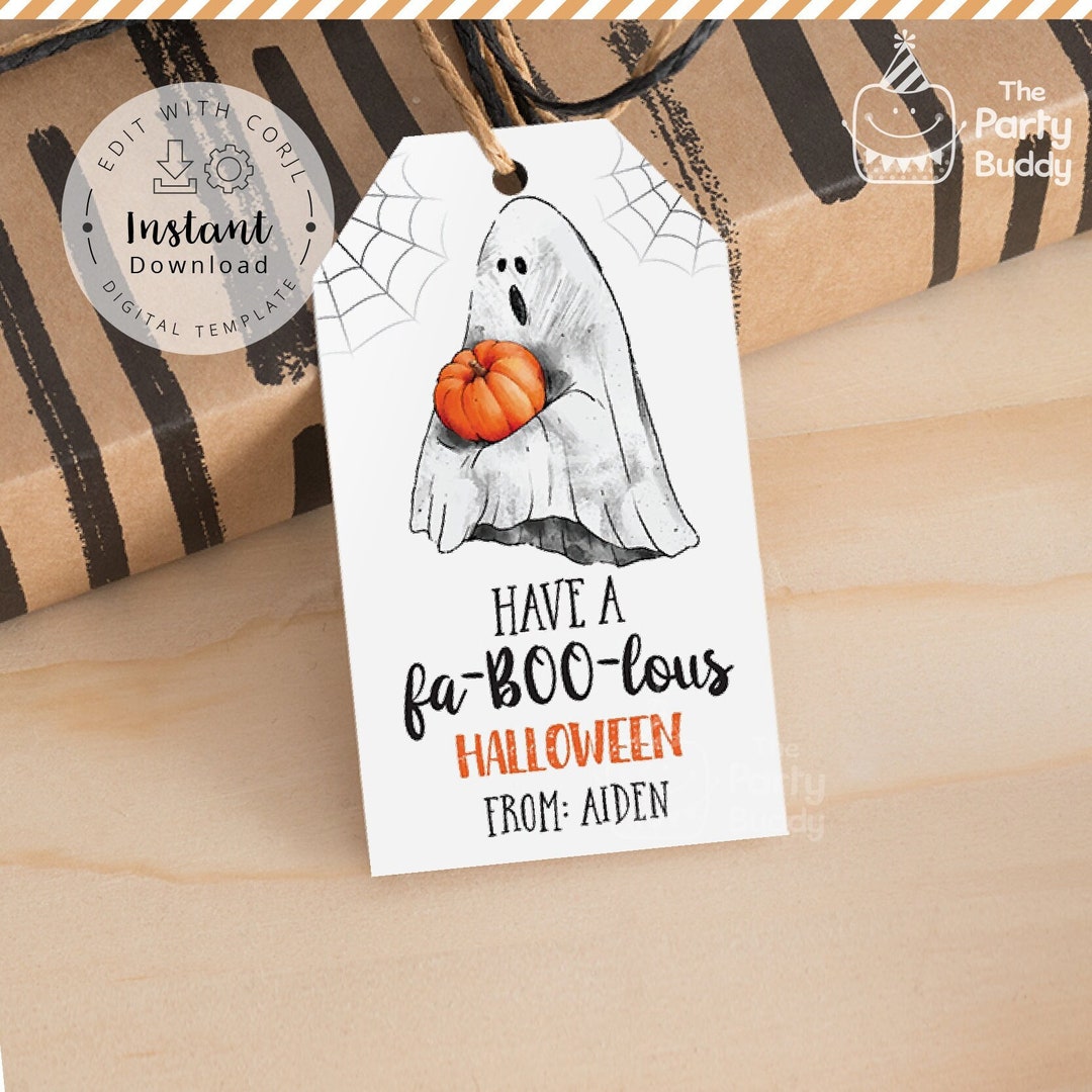 Halloween Fa-boo-lous Tag Printable | Funny Boo Retro Halloween Treat ...