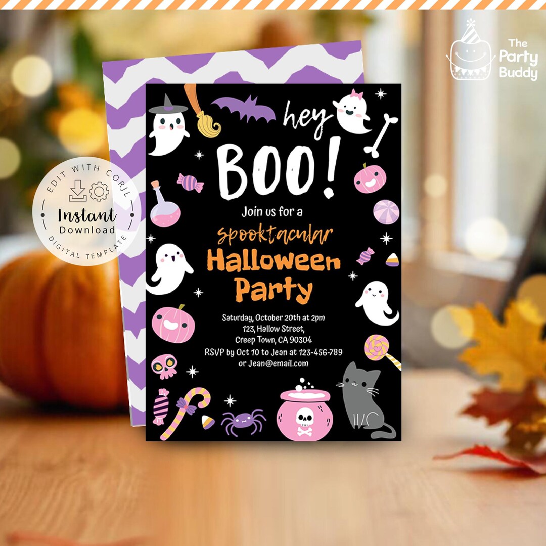 Editable Spooky Halloween Night Invitation | Kids Any Age Birthday ...