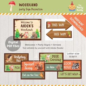Woodland Animal Party Signs Birthday Decoration | Forest Baby Shower ...