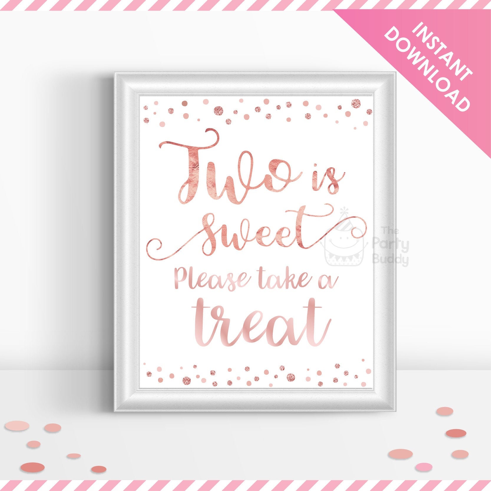 TWO is Sweet Take a Treat 8x10 Poster Rose Gold | Girls 2nd Birthday ...
