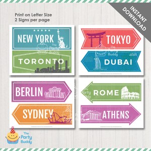 Vintage Travel City Signs Decoration | World Journey Destination ...