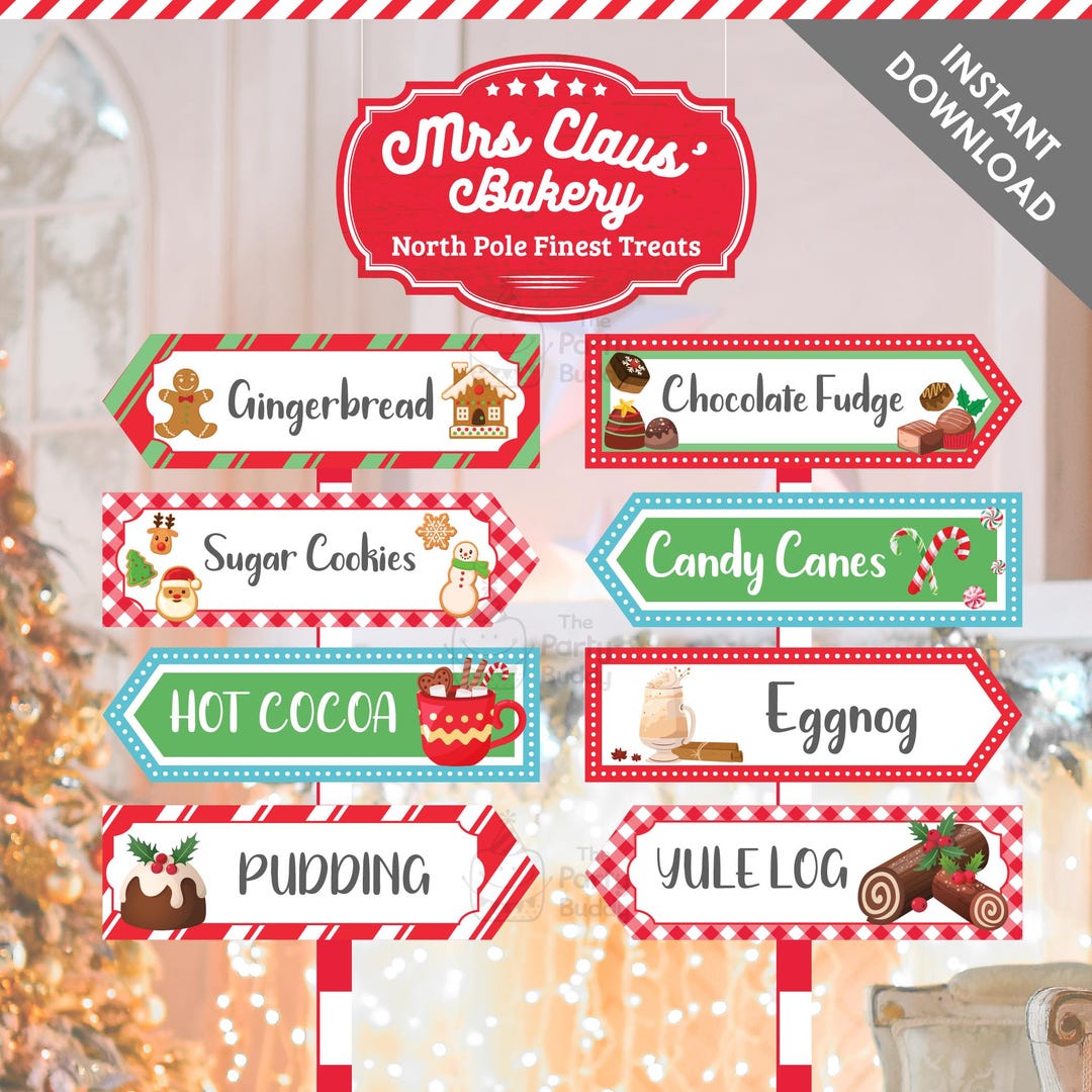 Christmas Mrs Claus Bakery Signs Decoration Printable | North Pole ...