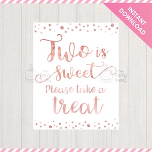 TWO is Sweet Take a Treat 8x10 Poster Rose Gold | Girls 2nd Birthday ...