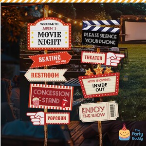 Editable Movie Party Signs Decoration | Movie Night Home Theater ...