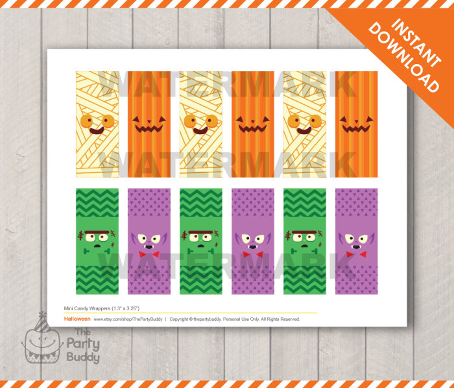 Halloween Candy Wrapper Mini Candy Bar Miniature Chocolate - Etsy