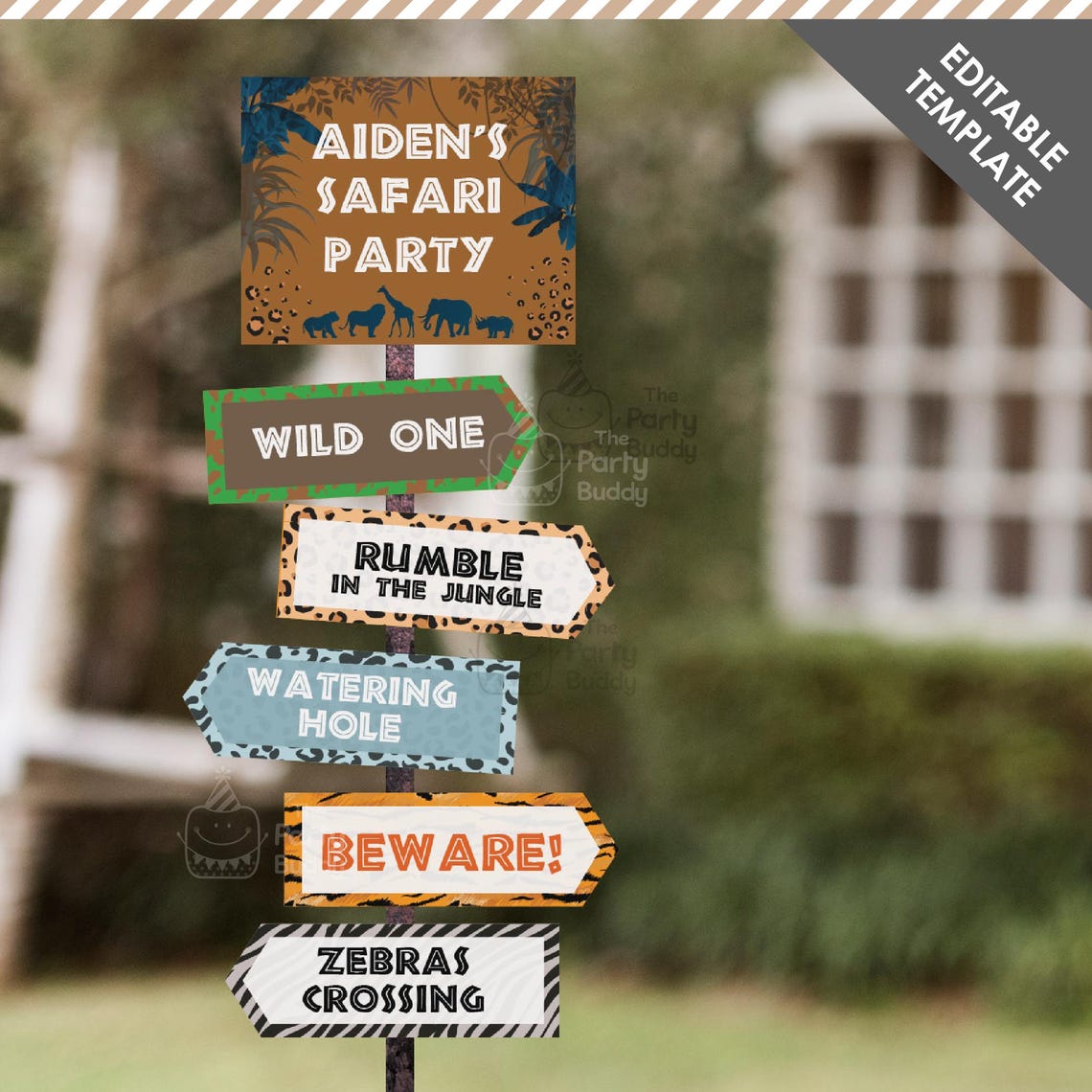 Editable Safari Animal Party Signs Decoration | Jungle Birthday Welcome ...
