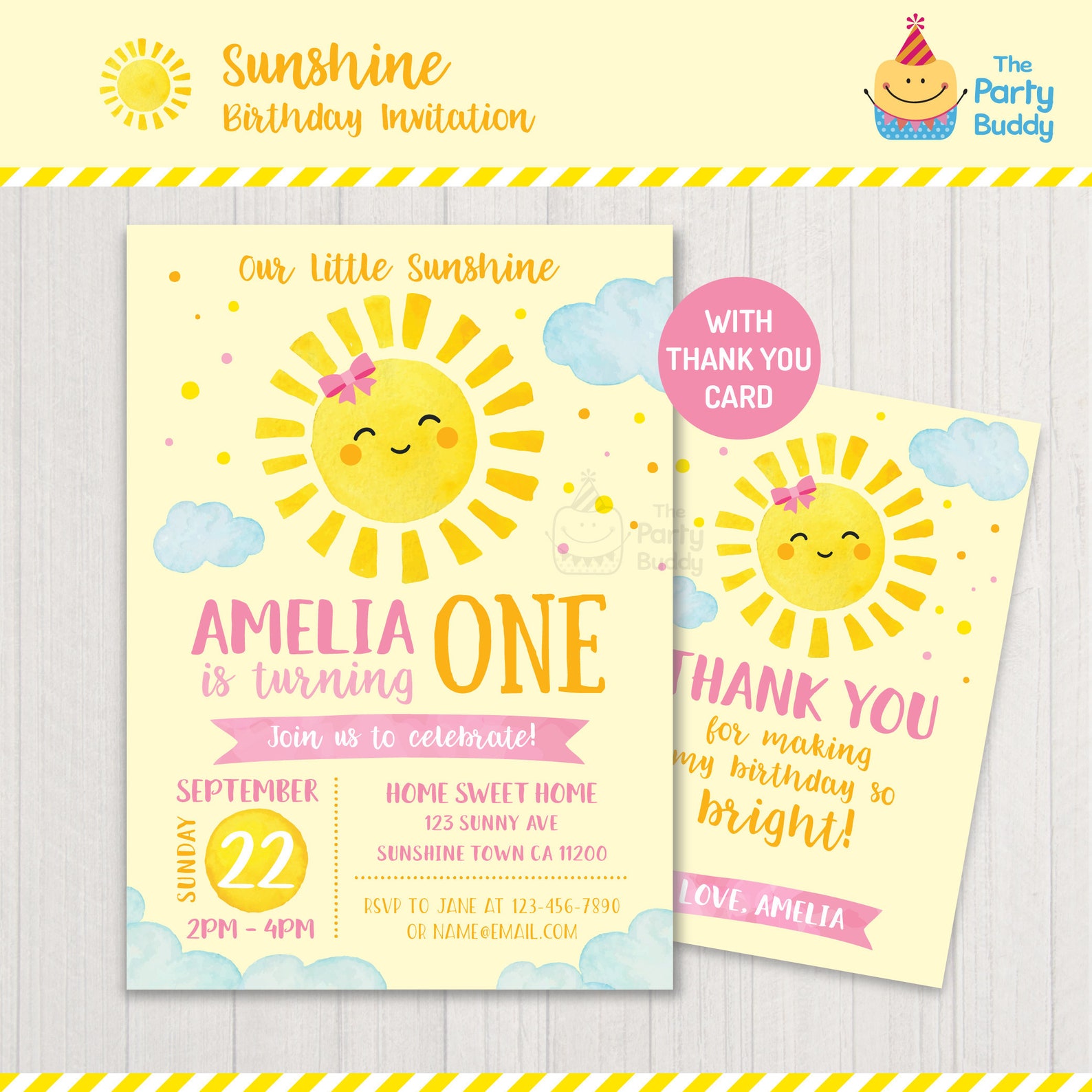 Sunshine Party Invitation Our Little Sun Shine Girl 1st - Etsy