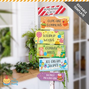 Editable Candy Land Party Signs Decoration | Candy Castle Sweet ...