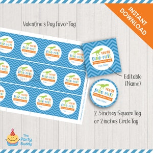 Dinomite Valentine Favor Tag Printable | Kids Classroom Dinosaur Label ...
