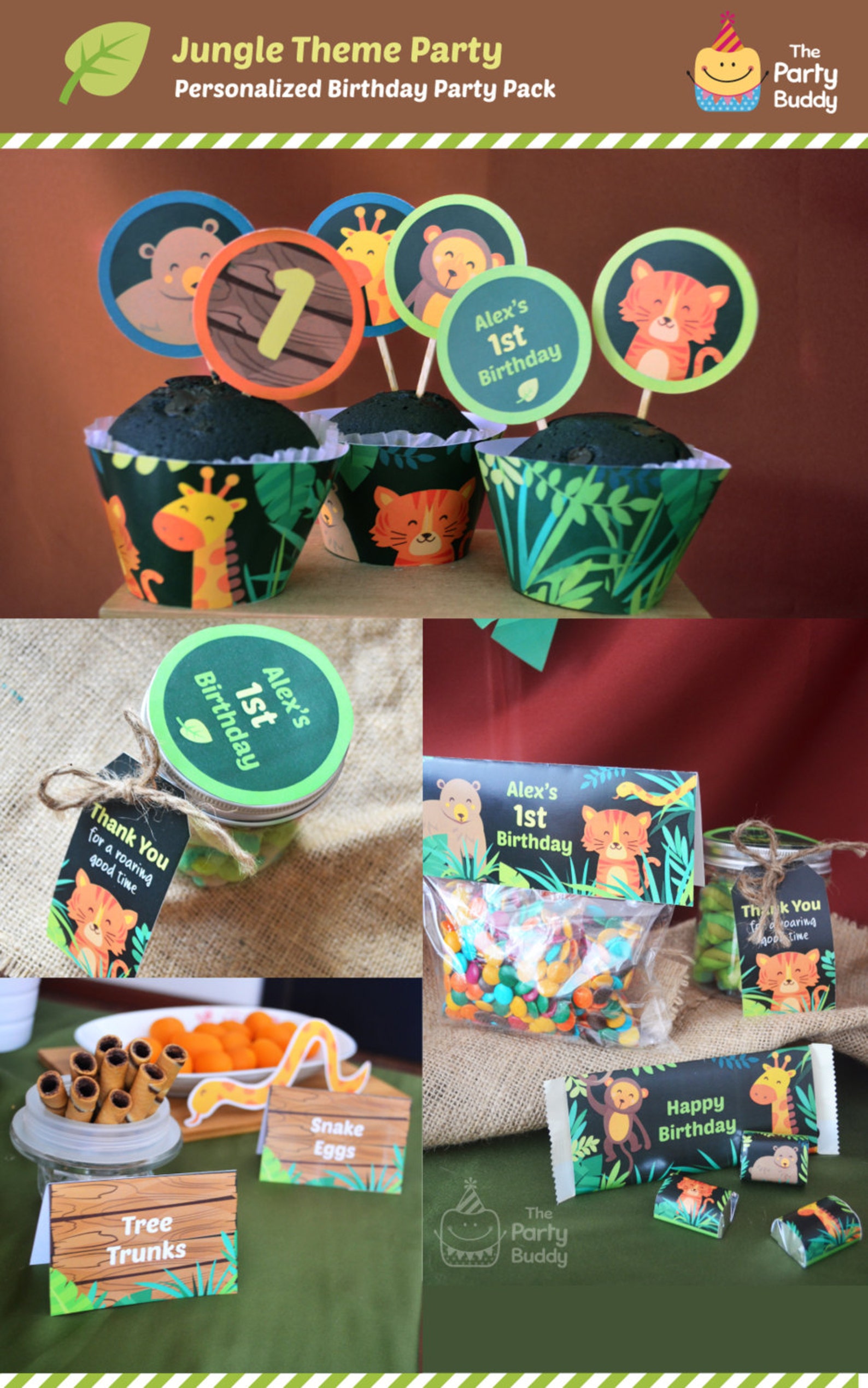 Jungle Safari Wild Animal Birthday Party Pack Boys Girls | Etsy