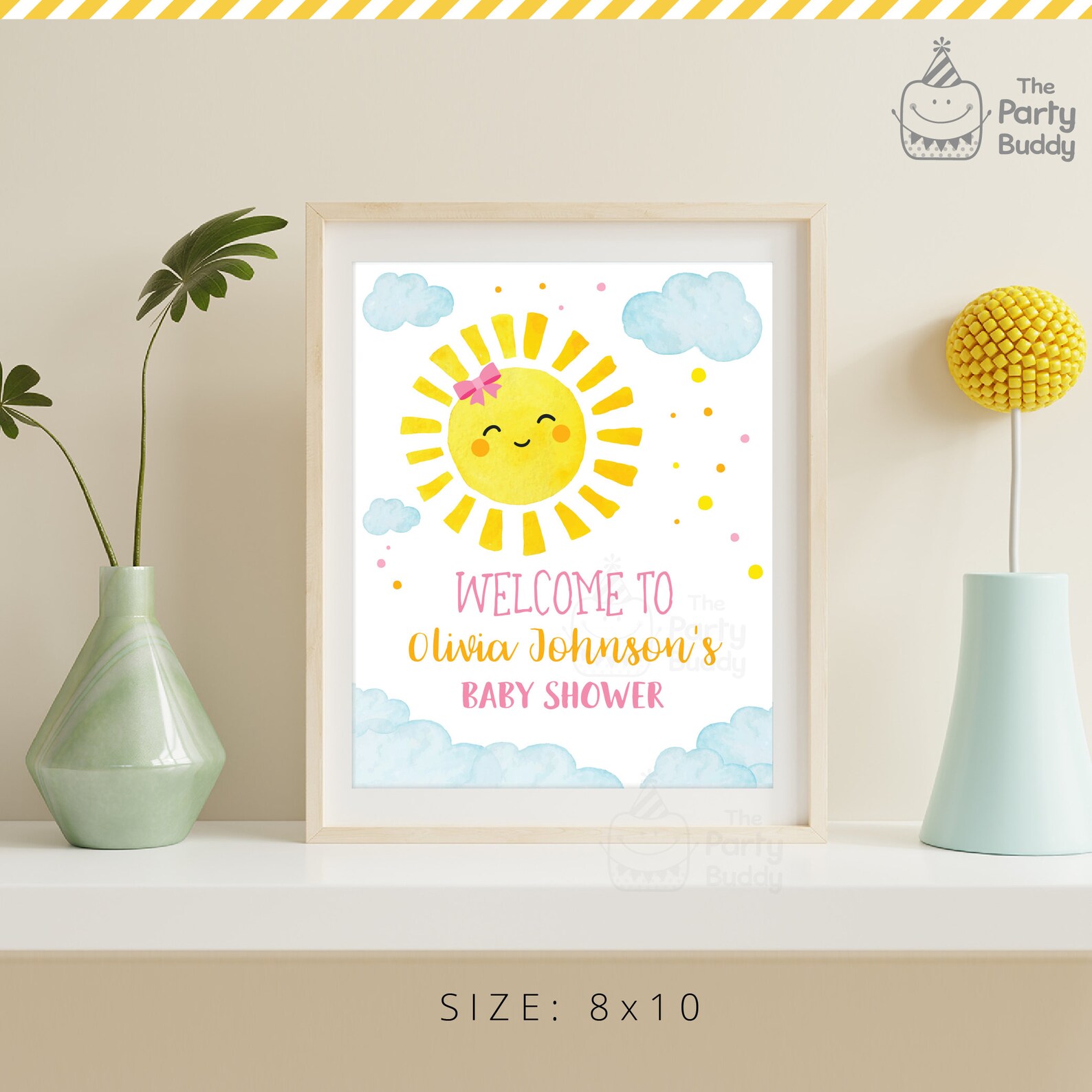 Editable Little Sunshine Girl Baby Shower Birthday Welcome Sign 8x10 ...