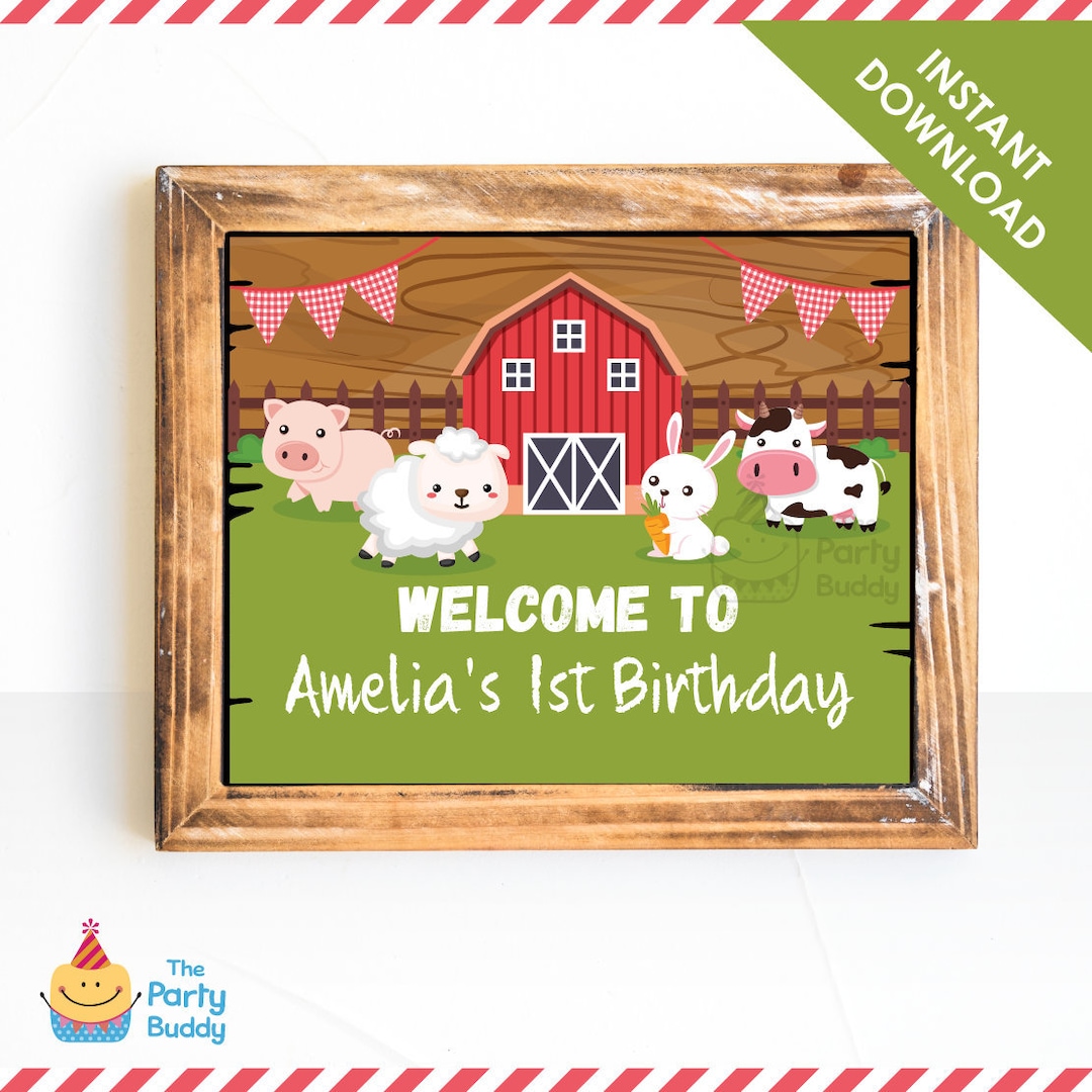 Farm Party Welcome Sign 8x10 | EDIT Text Yourself | Boy Girl Barnyard ...