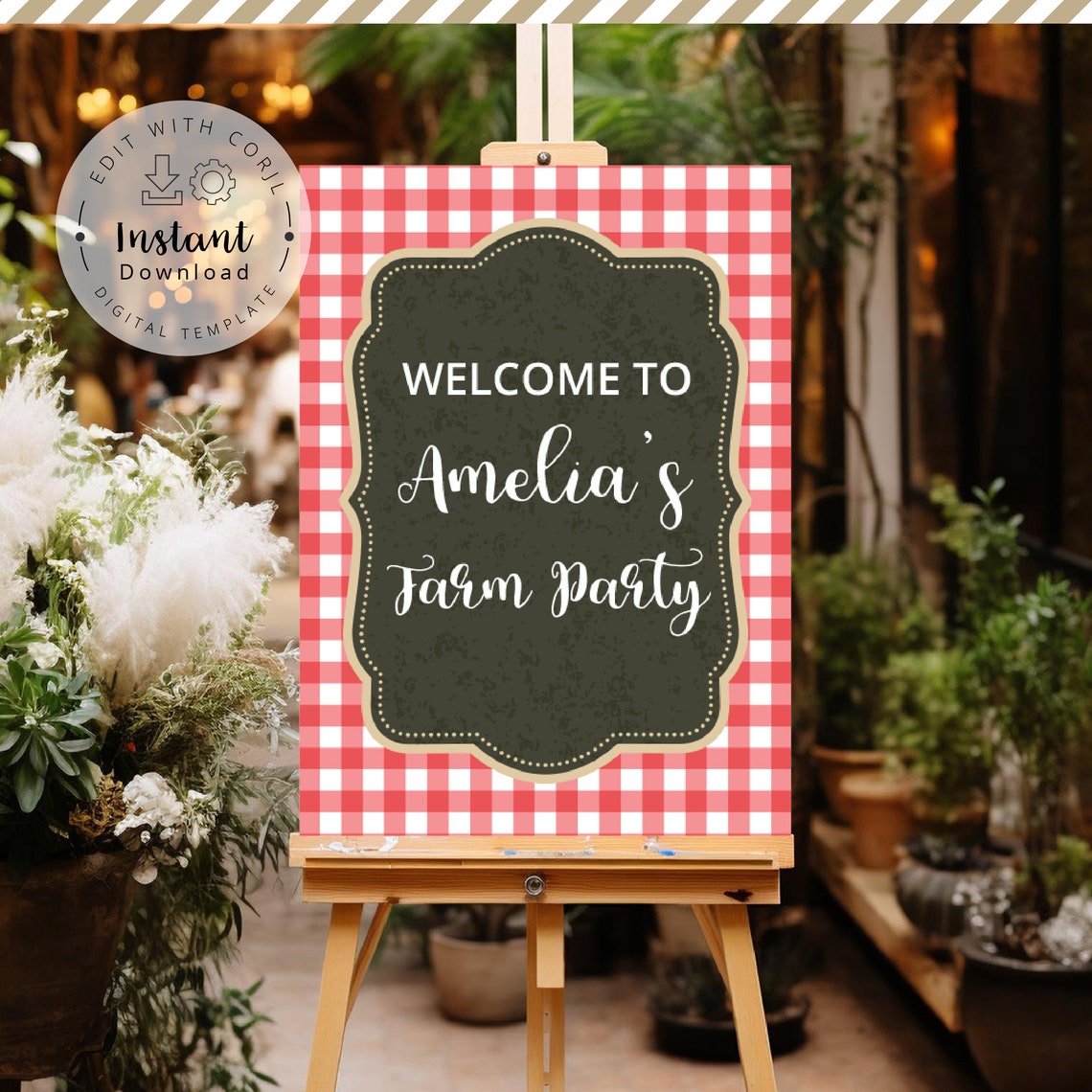 Editable Farm Party Large Poster Sign 24x36, 16x20 | Garden Picnic BBQ ...