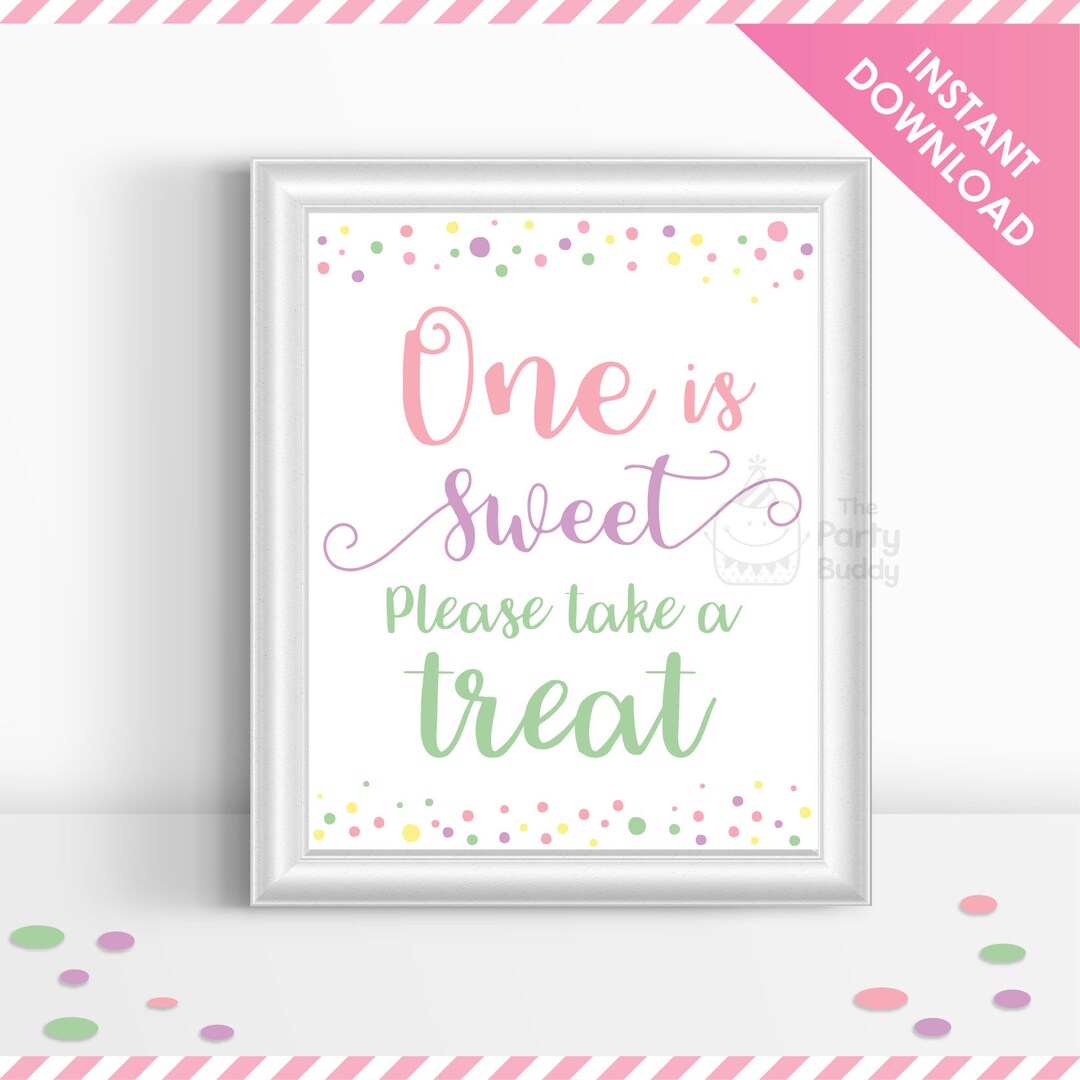 ONE is Sweet Take a Treat 8x10 | Pink Purple Green Pastel | Girl 1st ...