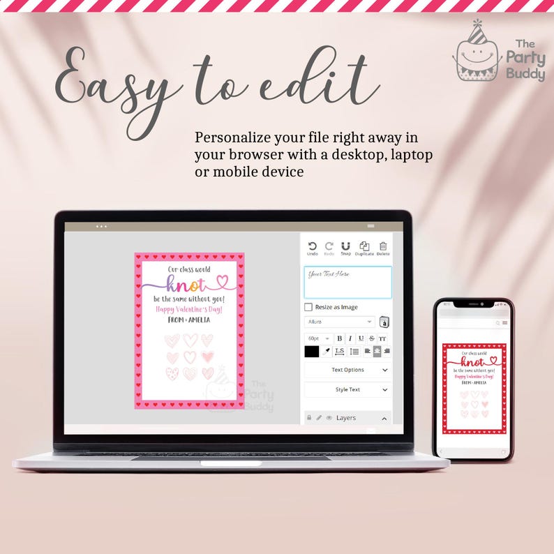 Valentine Card Knot Favor Printable Tag | School Class Valentines ...