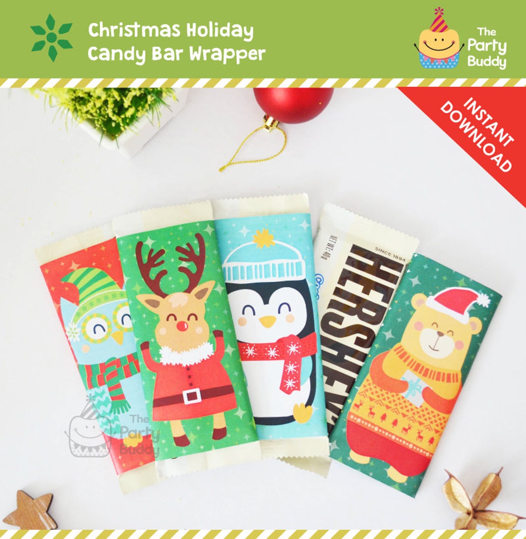Christmas Chocolate Bar Wrapper DIY Favors Candy Wrap - Etsy