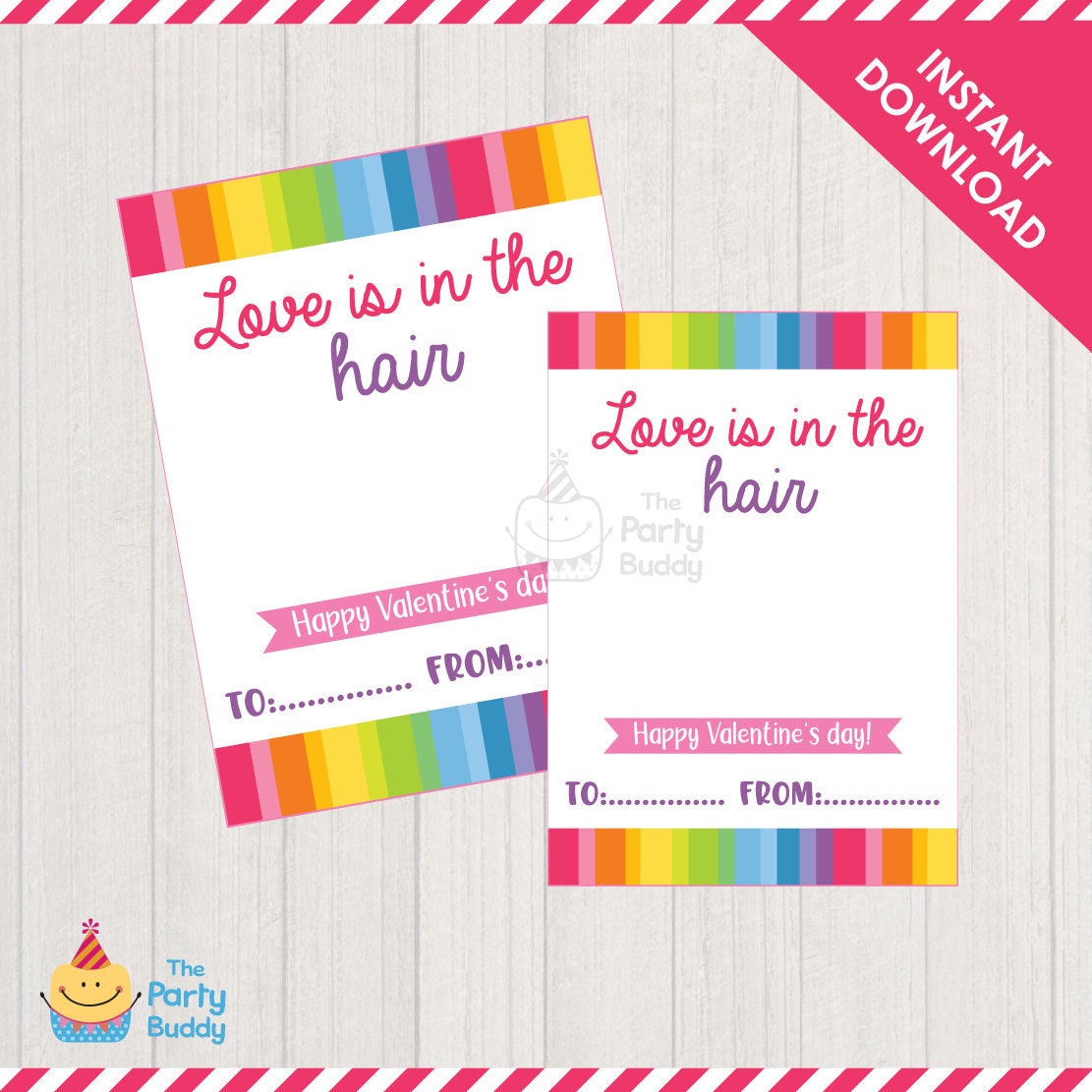 Valentine Love is in the Hair Tag Printable Kids Classroom | Etsy