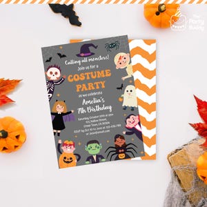 Editable Halloween Costume Party Birthday Invitation | Kids Boy Girl ...