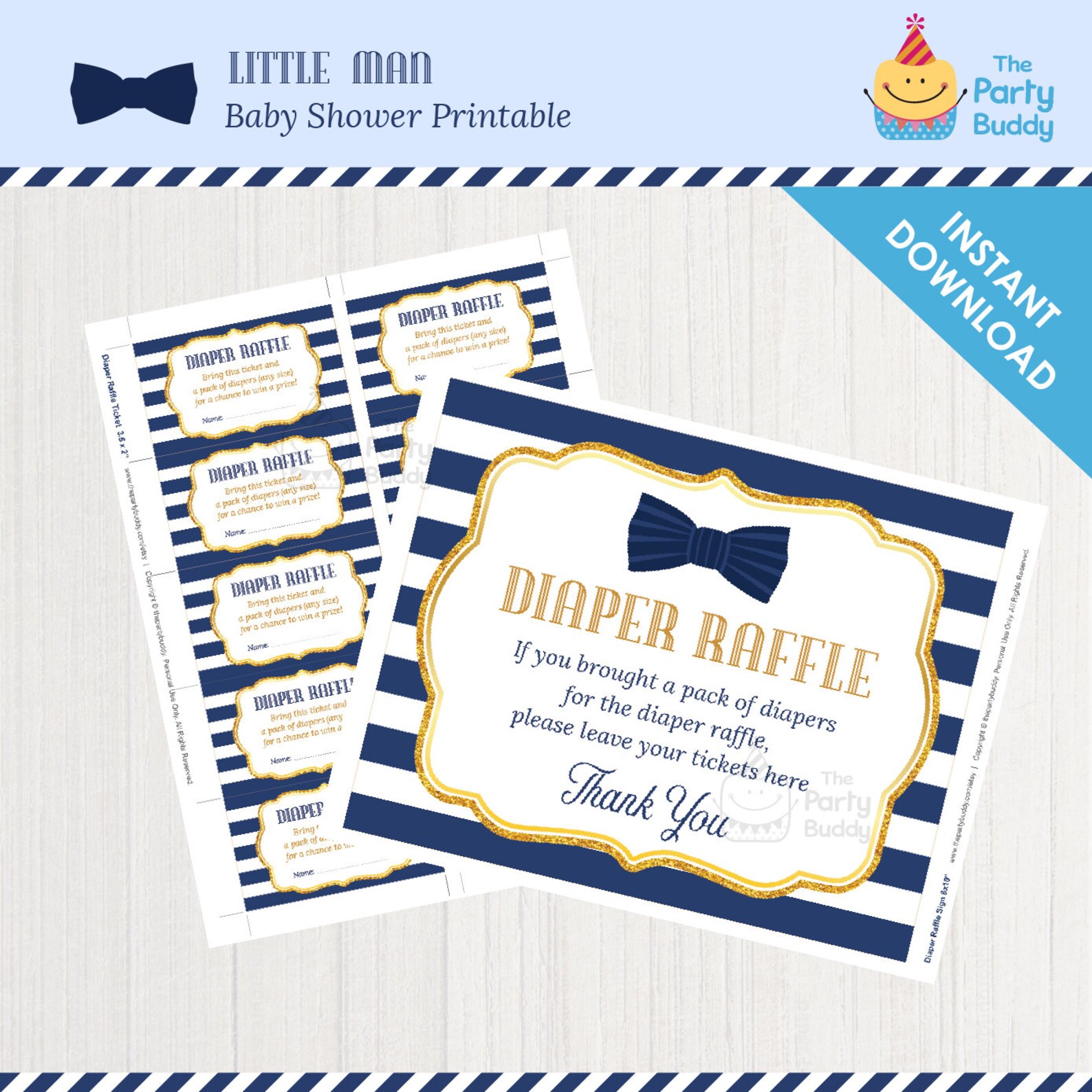 Little Man Diaper Raffle Ticket Card & Poster Sign Navy Blue - Etsy