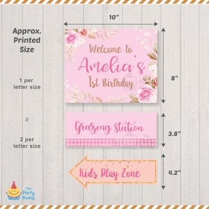 Farm Barnyard Party Sign Decors | Girls Birthday Floral Pastel Pink ...