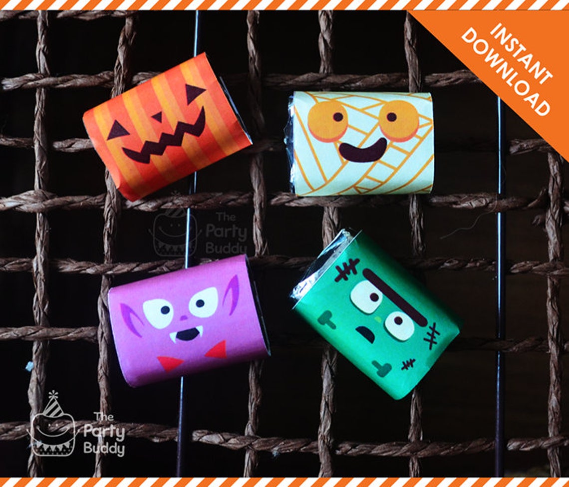 Halloween Candy Wrapper Mini Candy Bar Miniature Chocolate - Etsy