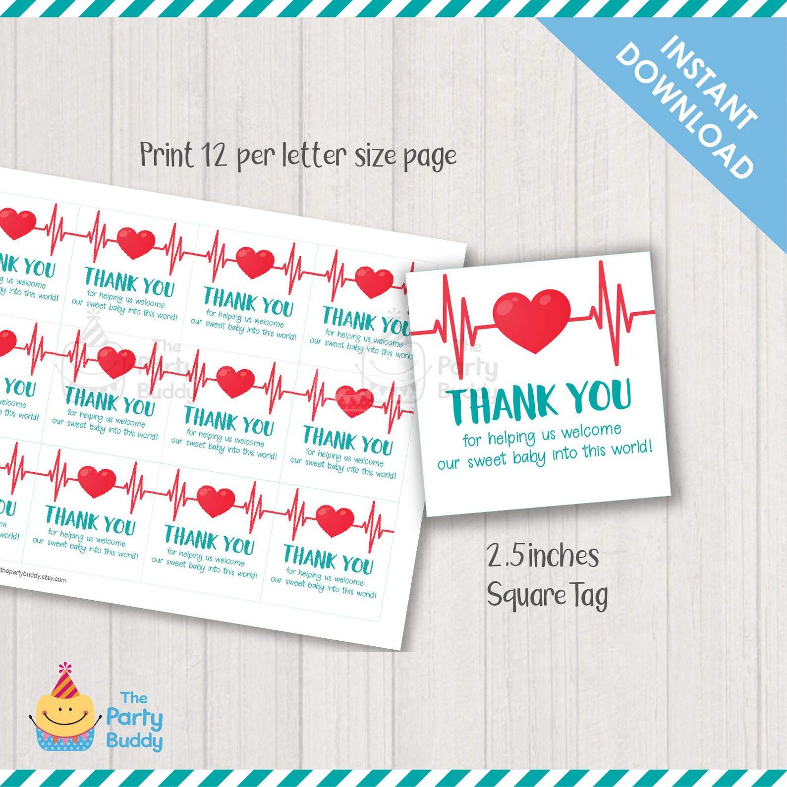 Thank You Labor Delivery Nurse Tag Printable Postpartum | Etsy